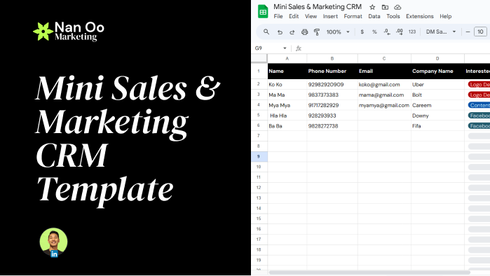 Mini Sales & Marketing CRM Template | Google Sheet